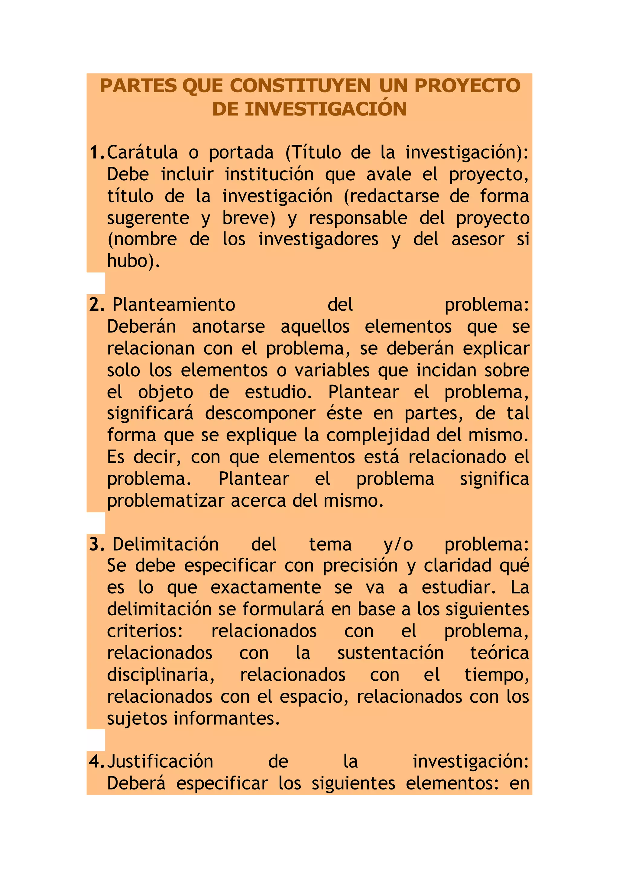 Partes del proyecto | DOCX