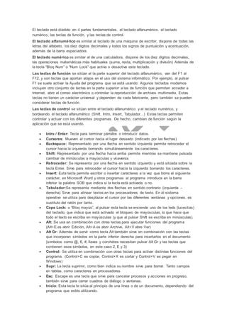 Partes del teclado | DOCX