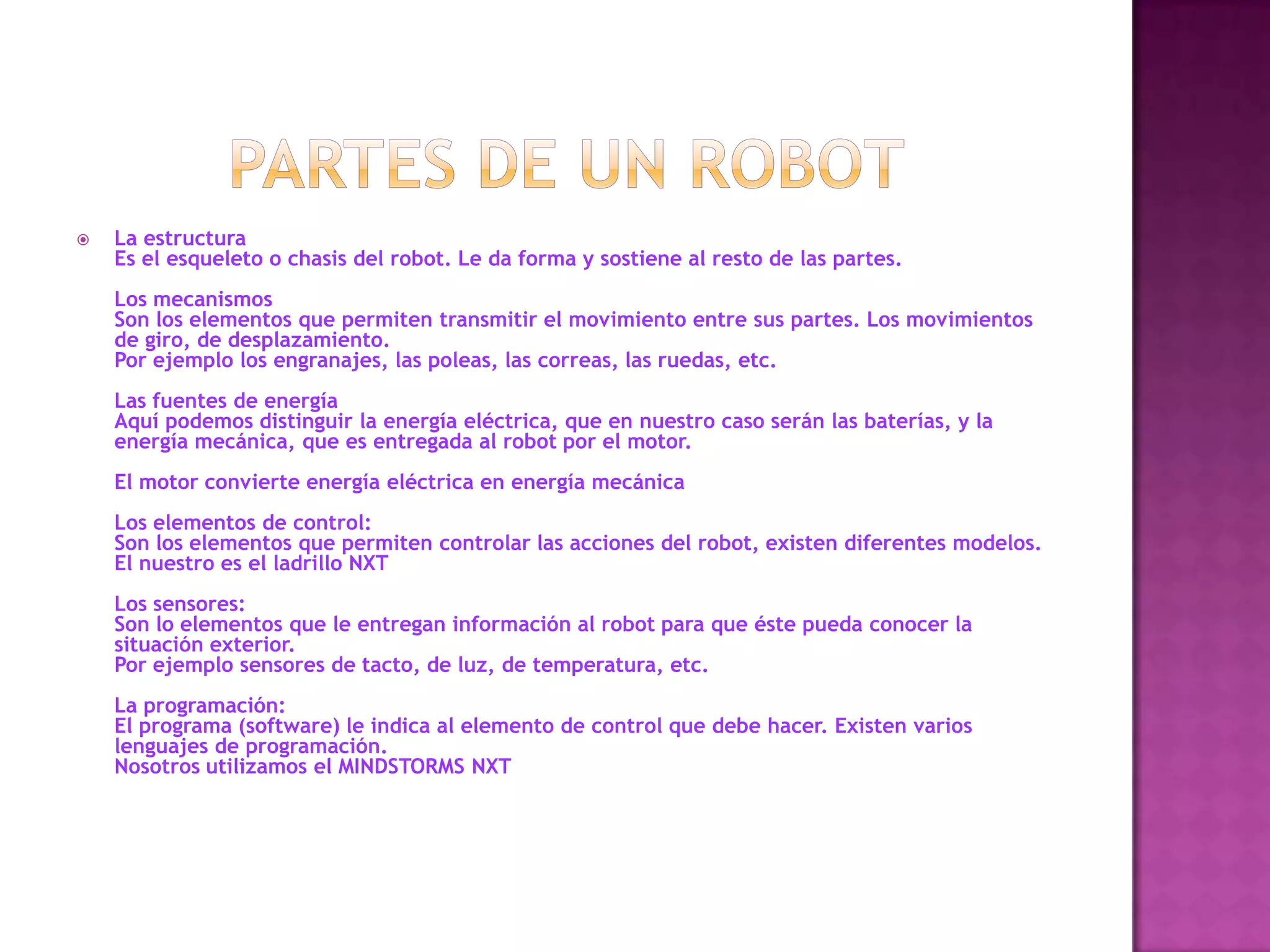 Partes de un robot | PPTX