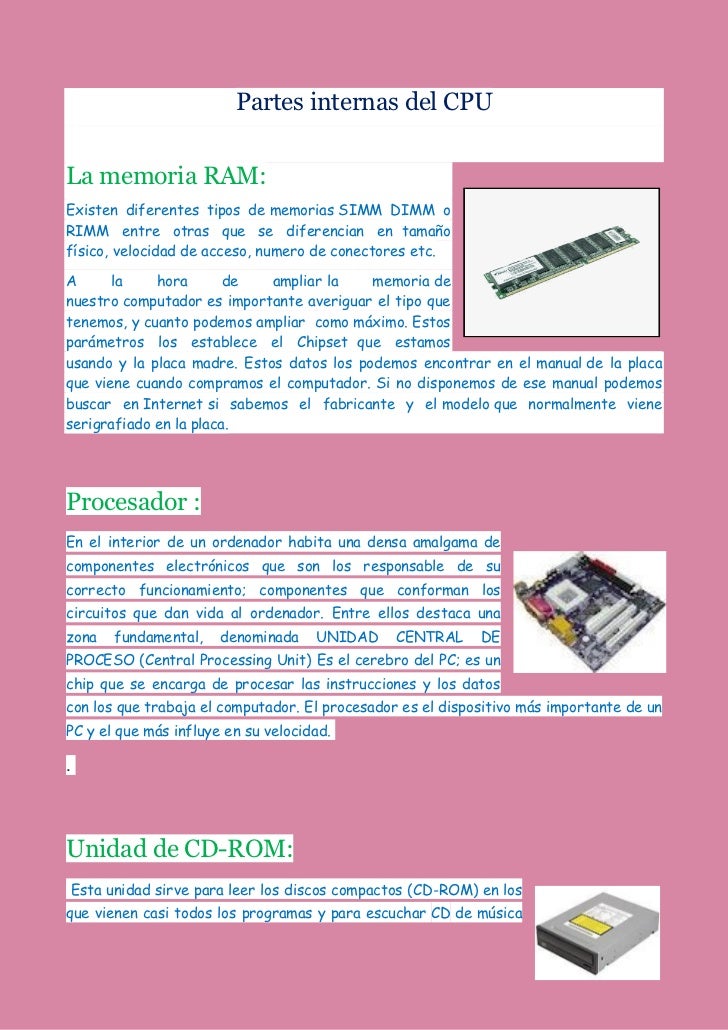 Partes internas de la cpu