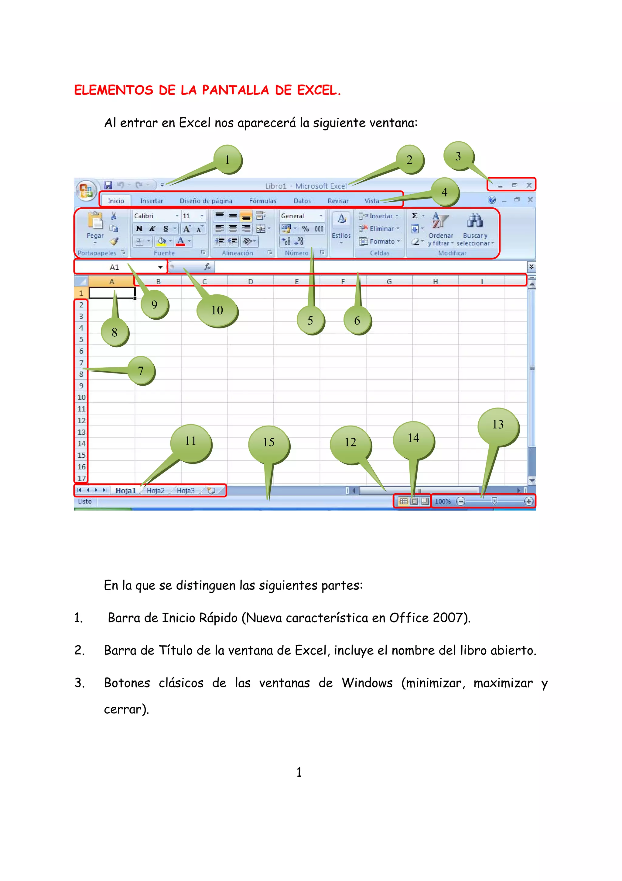 Partes Ventana Excel | PDF