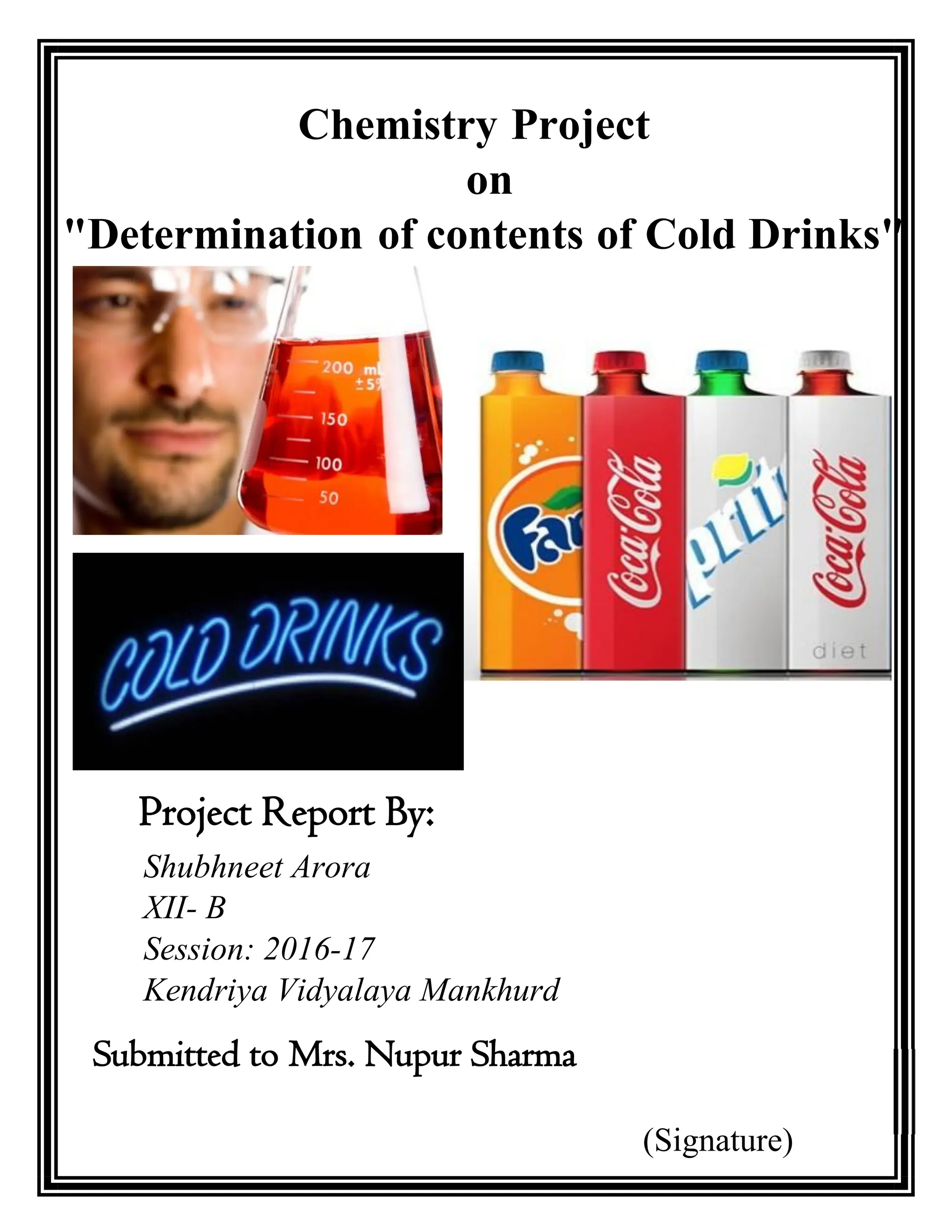 Determination for cold drink investigatory project for class 12 | PDF