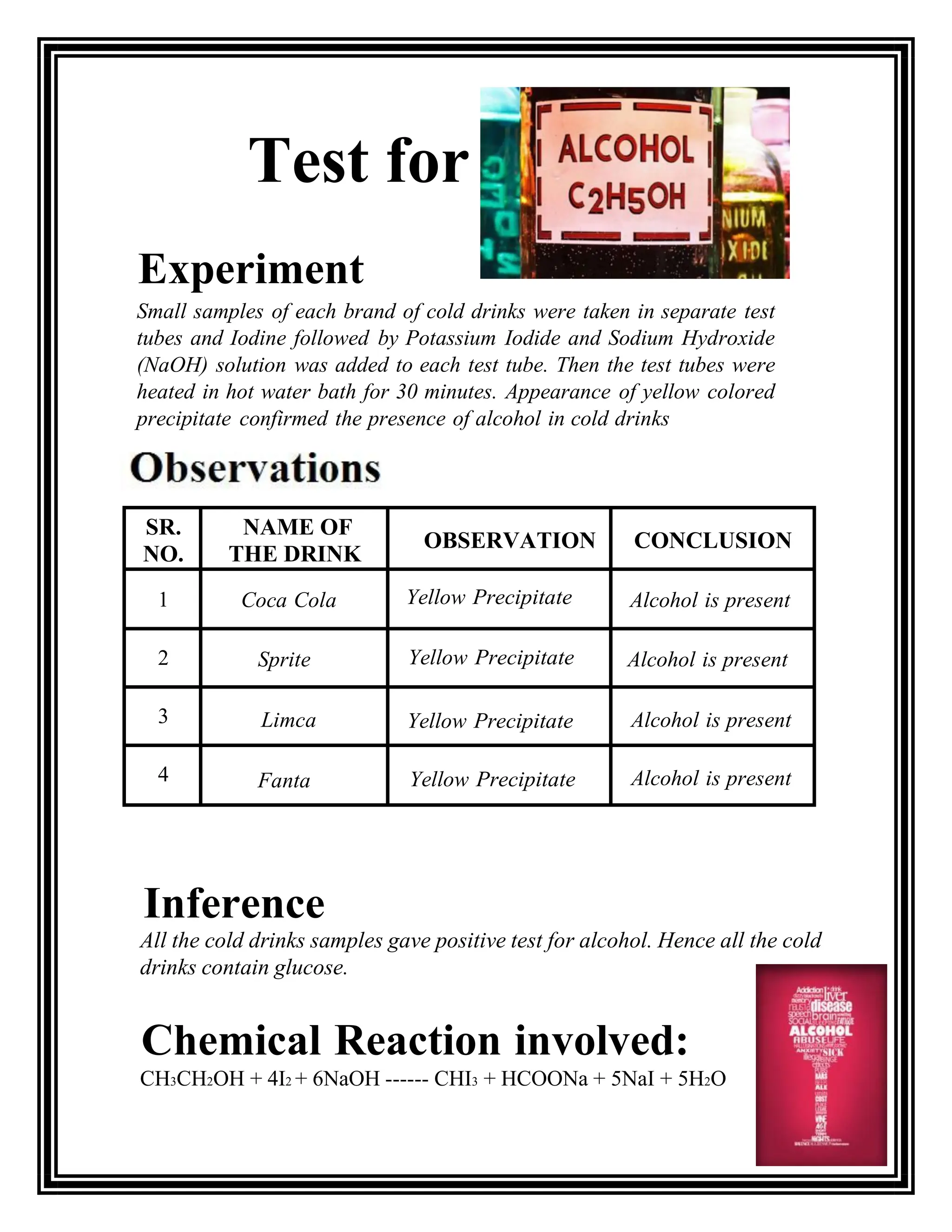 Determination for cold drink investigatory project for class 12 | PDF