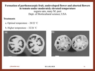 Parthenocarpy types, mechanism, phytohormone level, breeding, vegetable ...