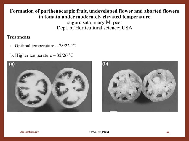 Parthenocarpy types, mechanism, phytohormone level, breeding, vegetable ...