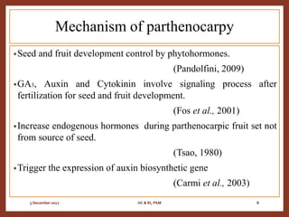 Parthenocarpy types, mechanism, phytohormone level, breeding, vegetable ...