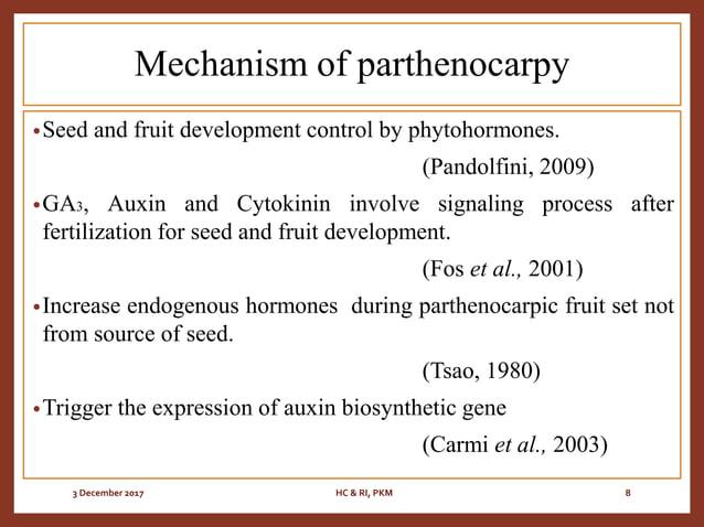 Parthenocarpy types, mechanism, phytohormone level, breeding, vegetable ...