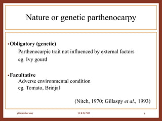 Parthenocarpy types, mechanism, phytohormone level, breeding, vegetable ...