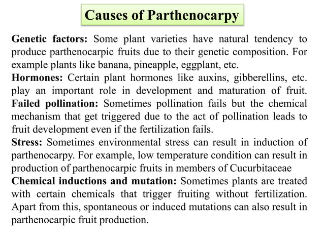 parthenocarpy in fruits : its nature and types | PPTX