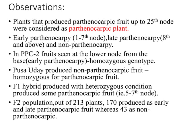 Parthenocarpy | PPTX | Infertility | Reproductive Health