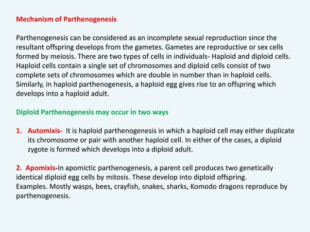 Parthenogenesis, Natural parthenogenesis, Artificial parthenogenesis ...