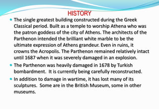 GREEK ARCHITECTURE : PARTHENON | PPTX