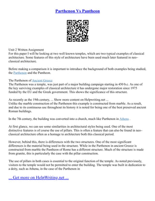 Parthenon Vs Pantheon | PDF