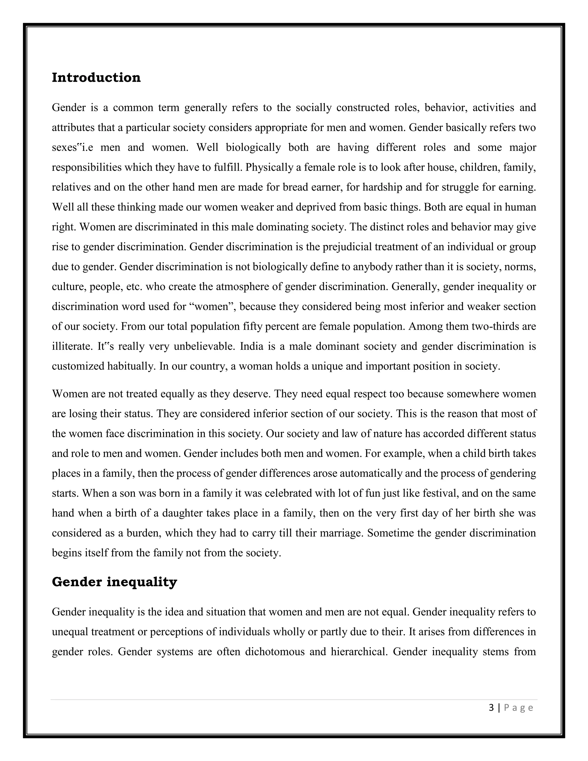 gender inequality and discrimination | PDF