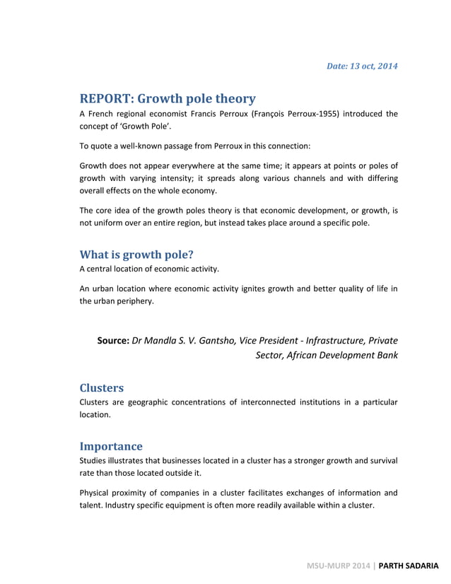 Growth pole theory | PDF | Geography | Science