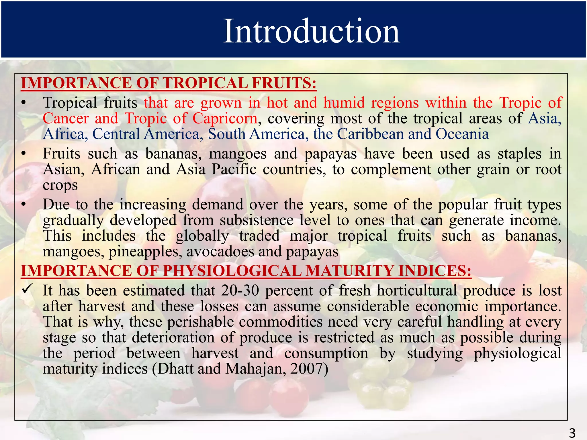 Physiological maturity indices in tropical fruit crops | PPTX