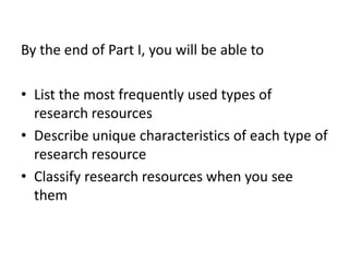 Part 1: Research Resources | PPT