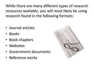 Part 1: Research Resources | PPTX