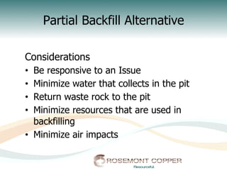 Partial Pit Backfill Alternative | PDF
