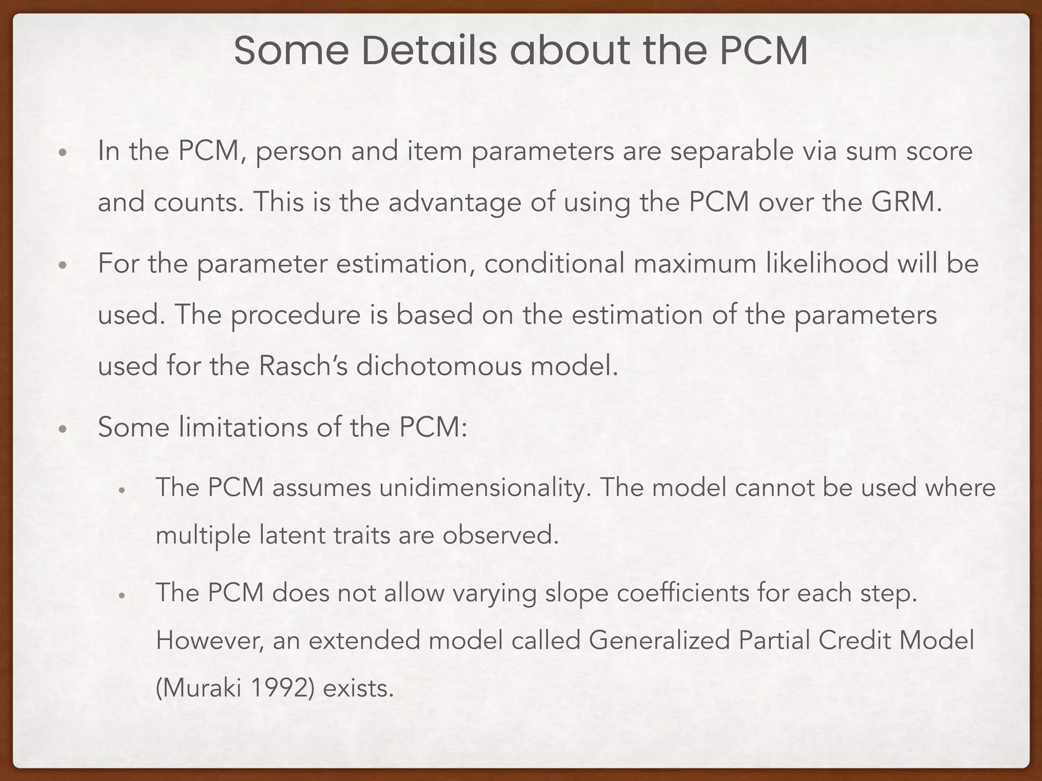 Partial Credit Model (PCM) | PDF Partial Credit Model (PCM) | PDF