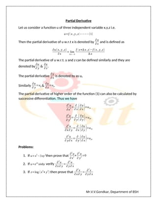 Partial derivative and related questions | DOCX