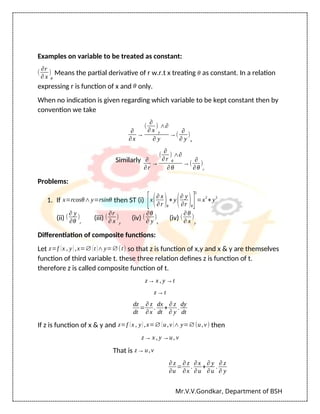 Partial derivative and related questions | DOCX