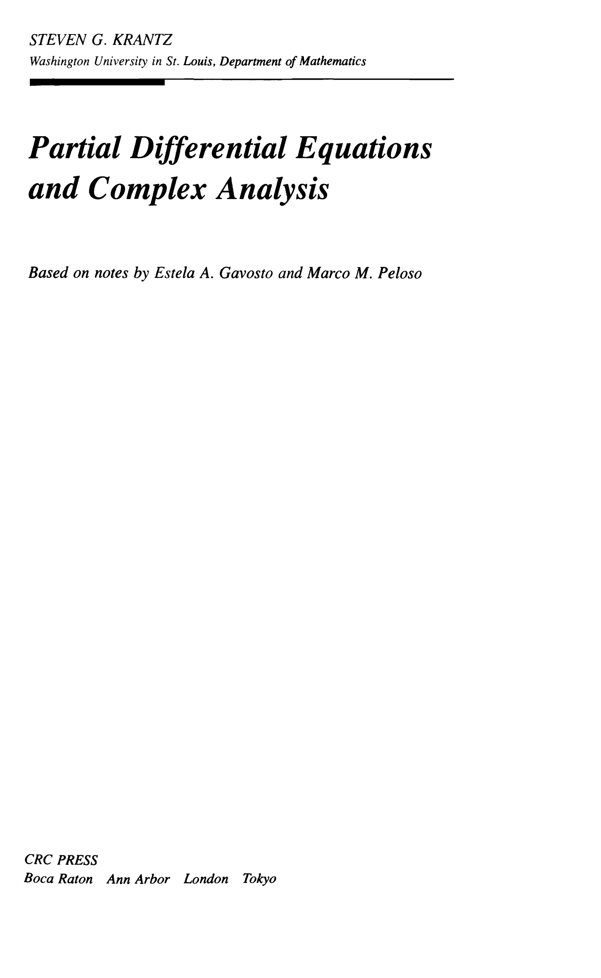 Partial differential equations and complex analysis | PDF