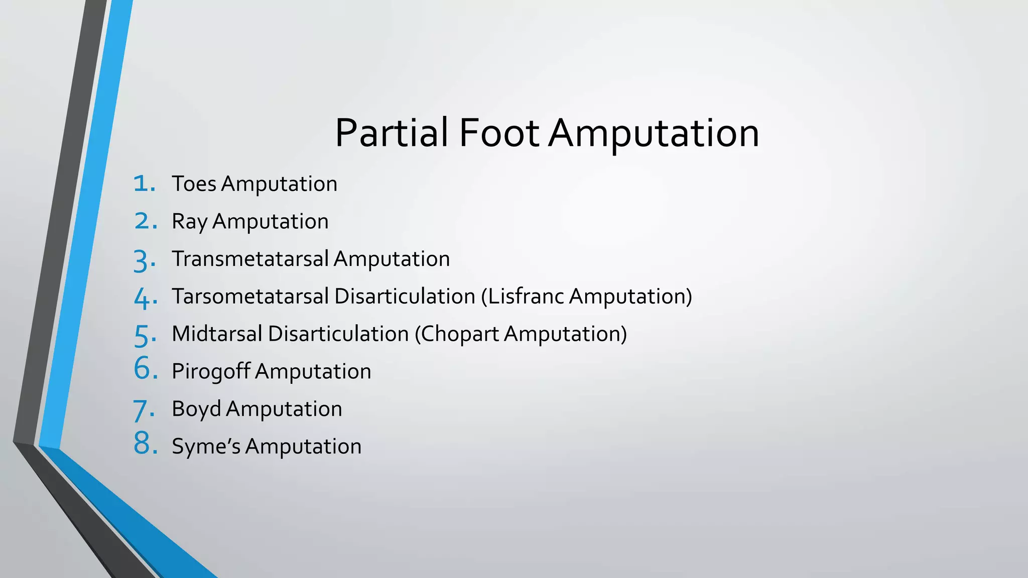 Prosthetic Management of Different Types of Partial Foot Amputation | PPTX