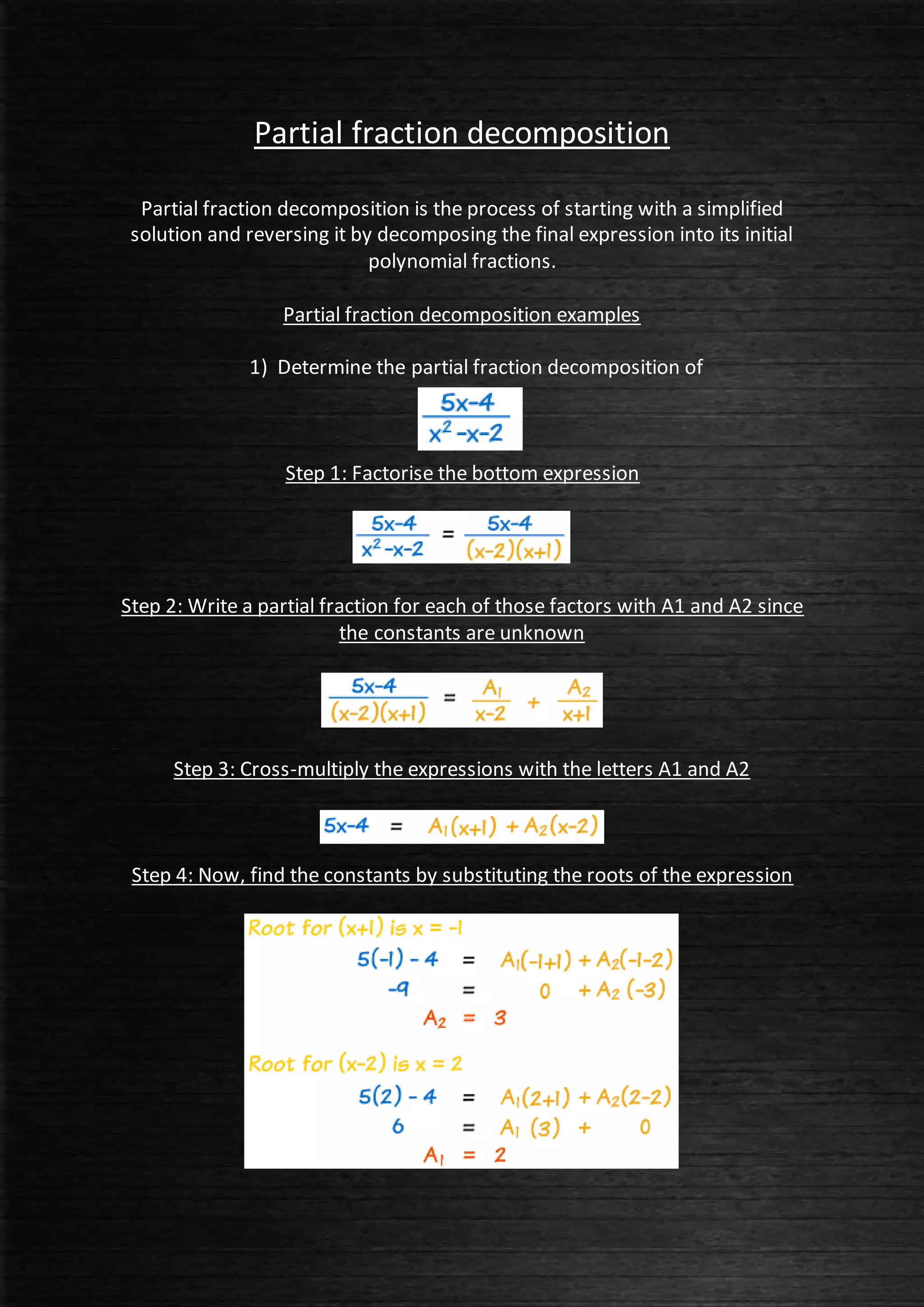 Partial Fraction Decomposition Pdf