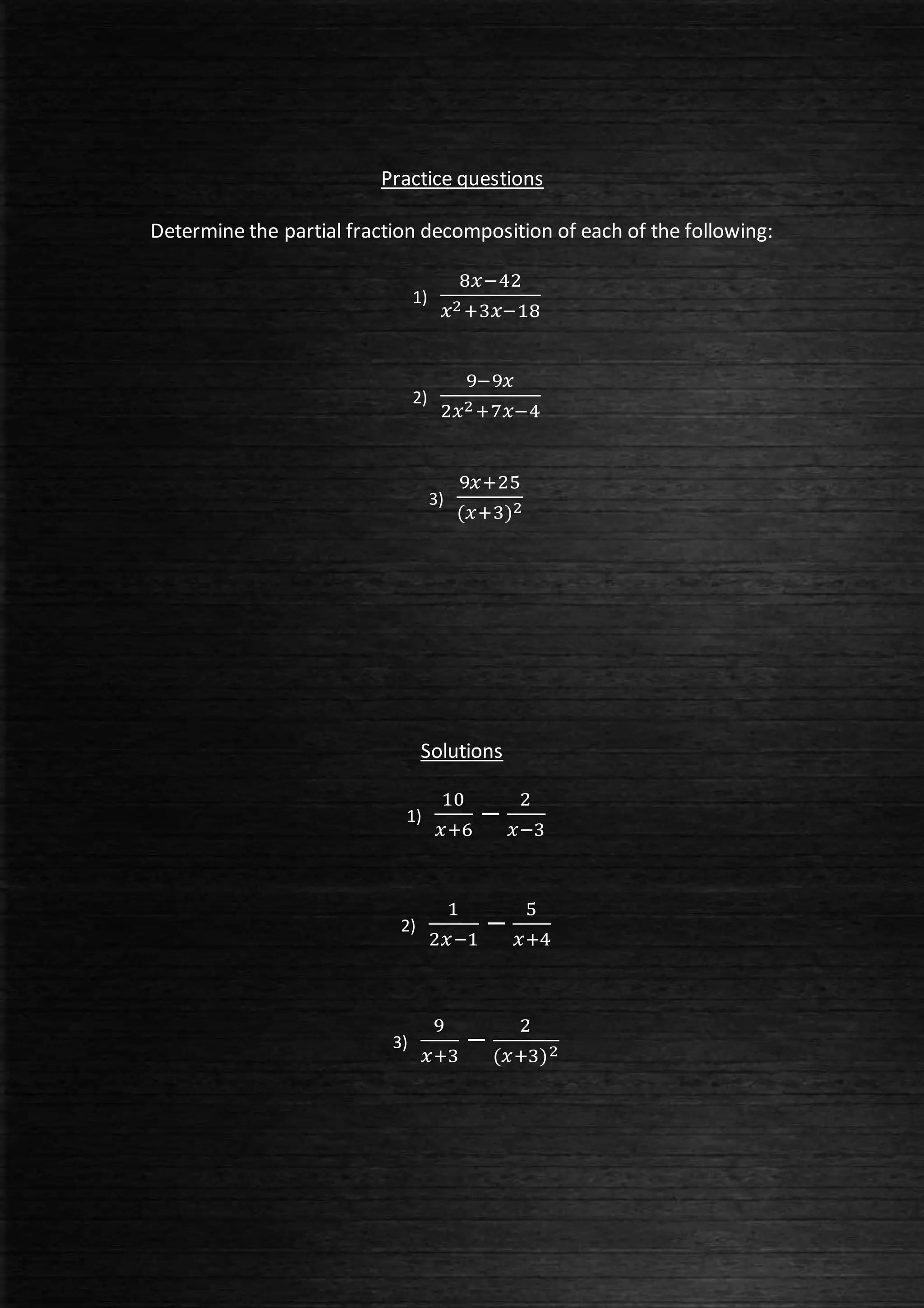 Partial Fraction Decomposition Pdf
