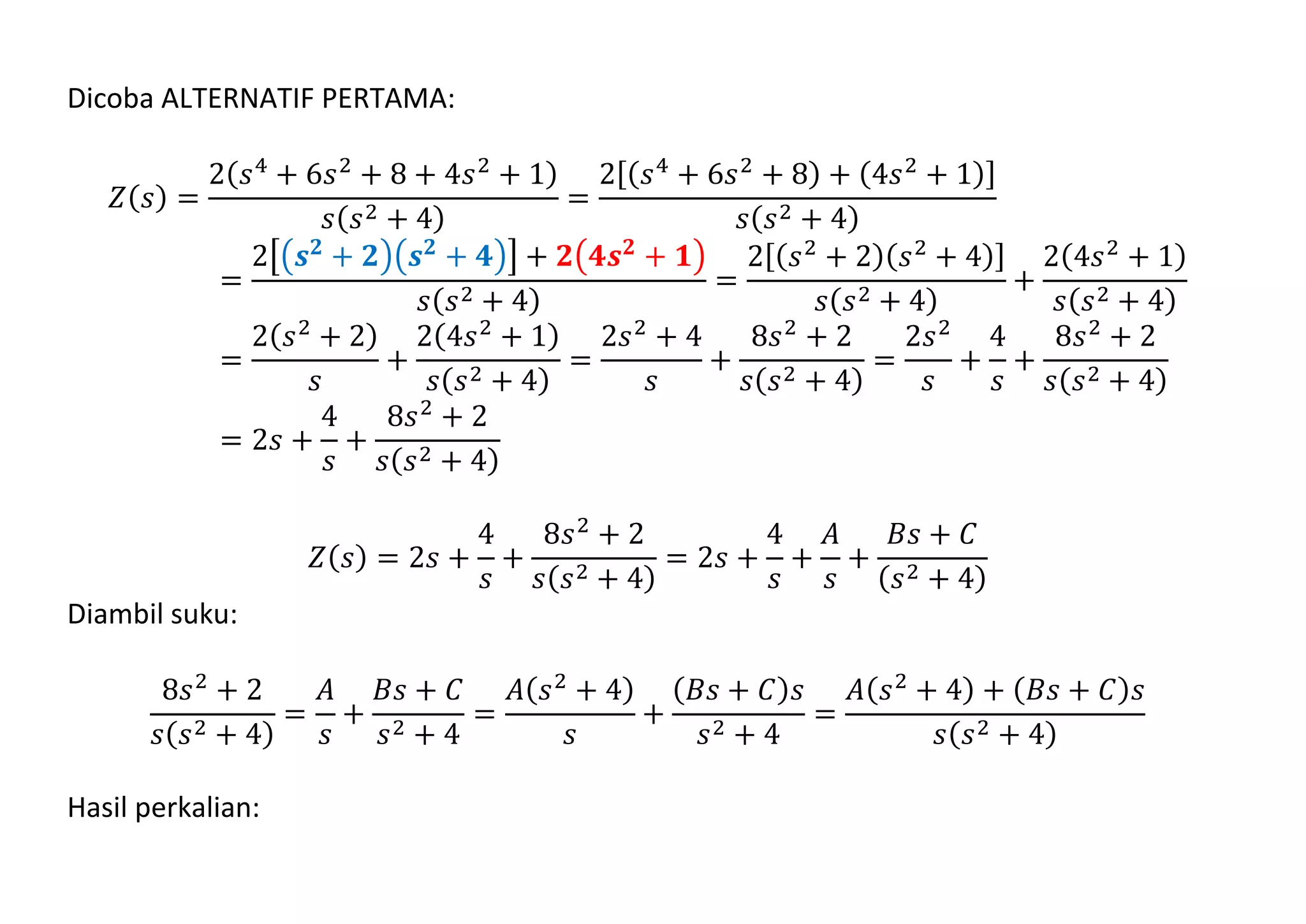 partial fraction expansion (foster first form) | PDF