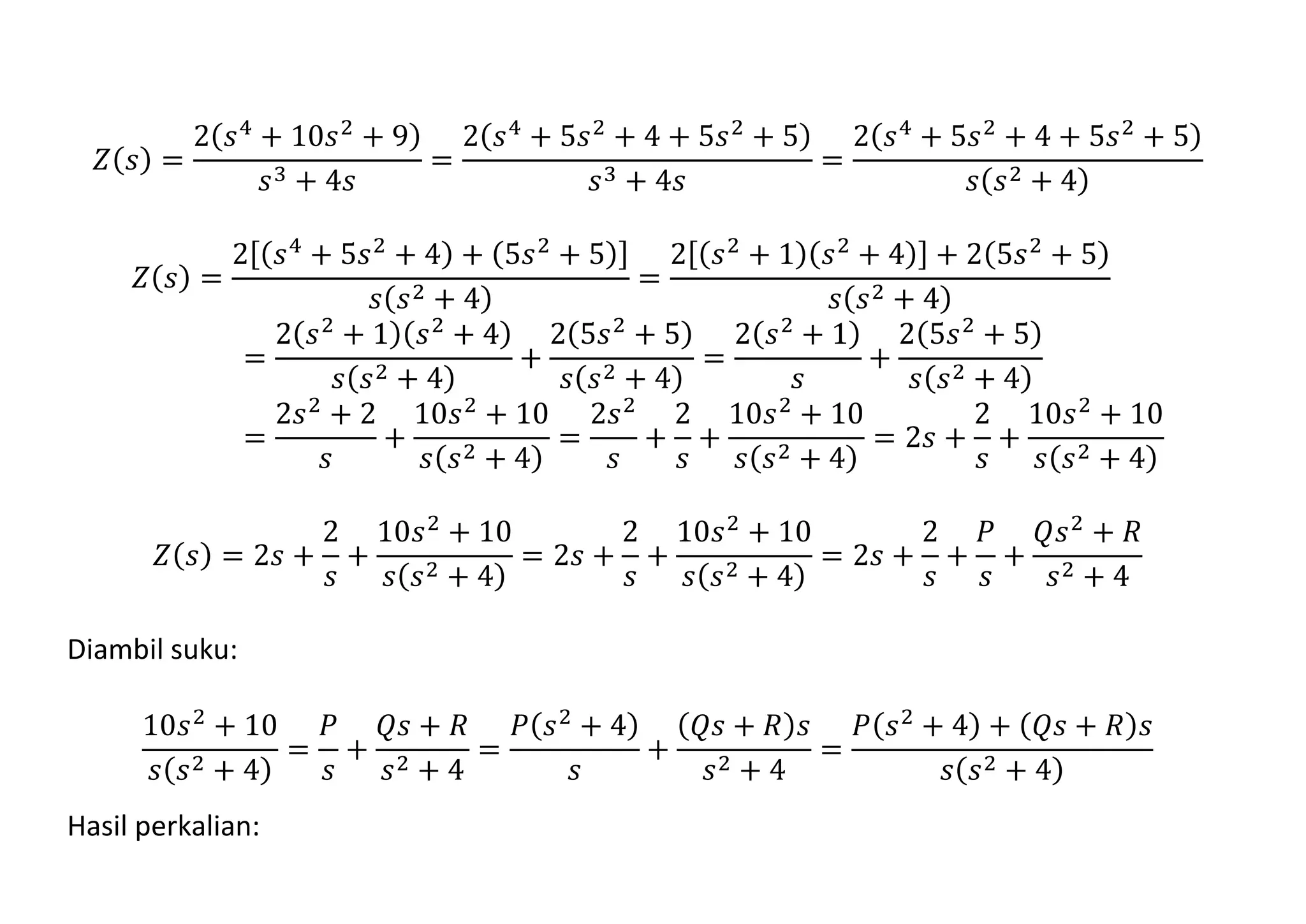 partial fraction expansion (foster first form) | PDF