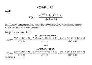 partial fraction expansion (foster first form) | PDF