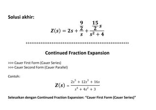 partial fraction expansion (foster first form) | PDF