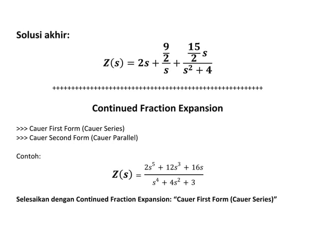 partial fraction expansion (foster first form) | PPT