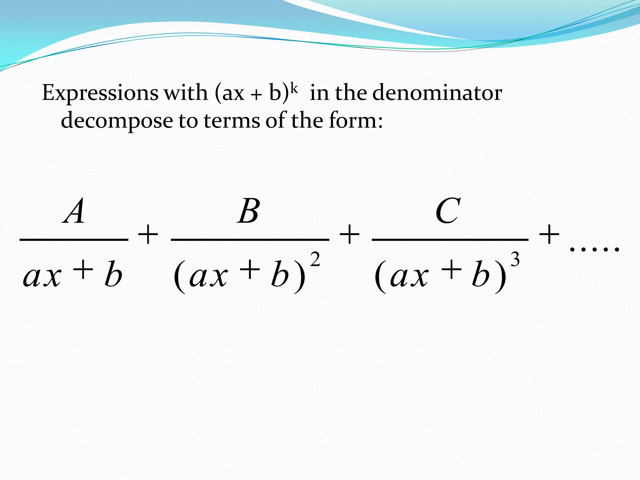 Partial Fractions Linear Term To A Power | PPT