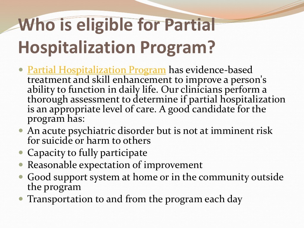 Partial Hospitalization Program For Alcohol And Drug Addiction Treatm…