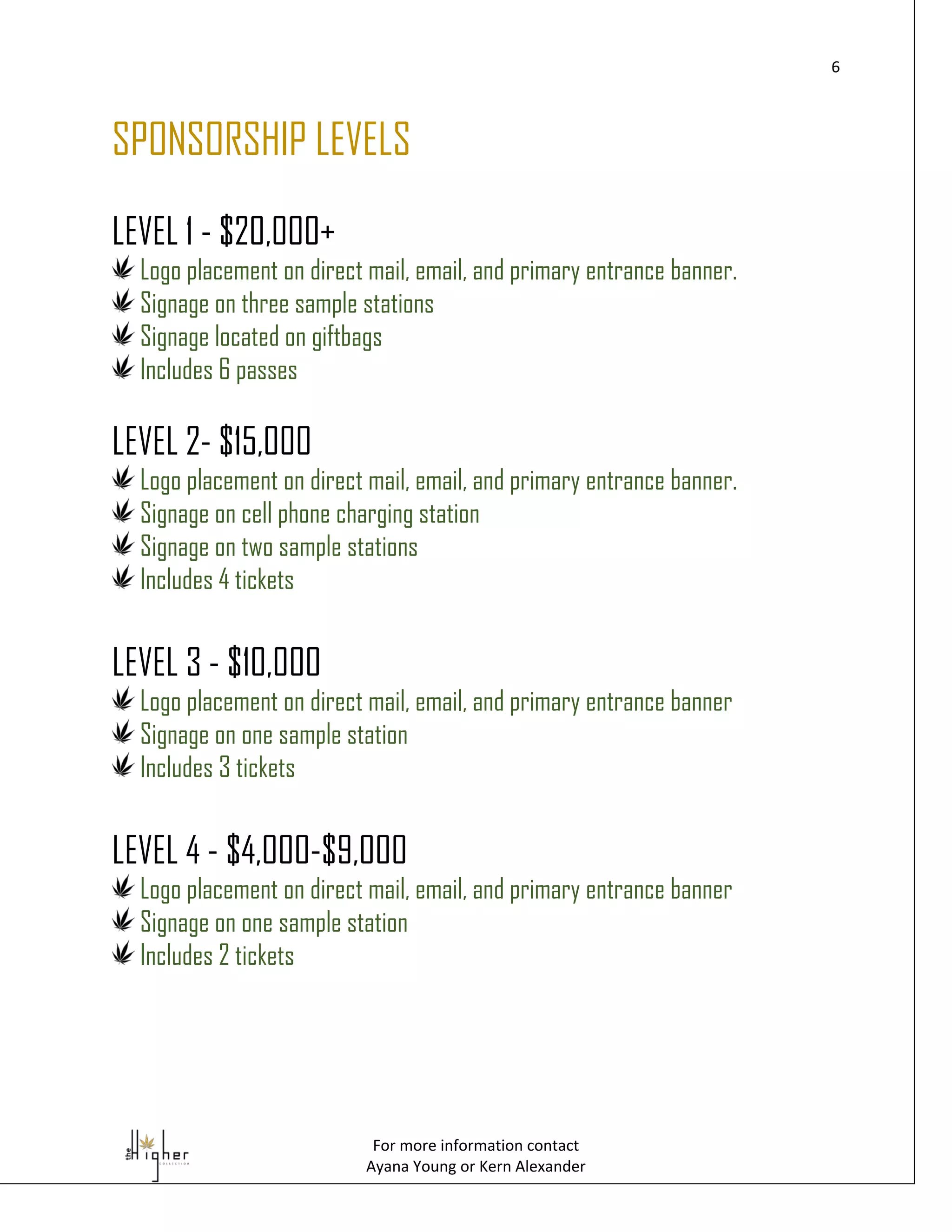 Sponsorship Package Sample for the Higher Collection (Partial) | PDF