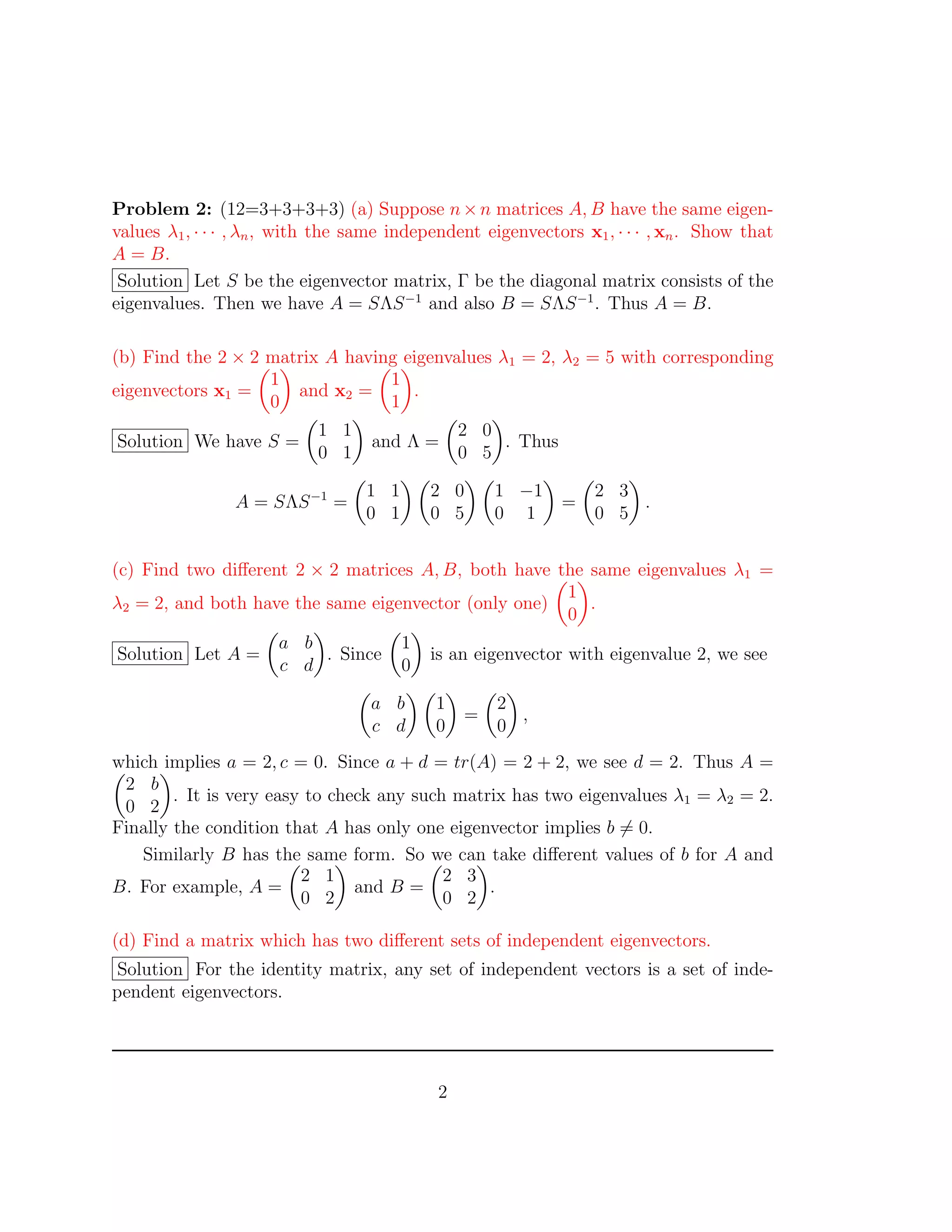 Partial midterm set7 soln linear algebra | PDF