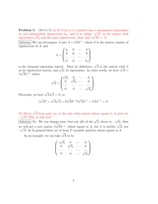 Partial midterm set7 soln linear algebra | PDF
