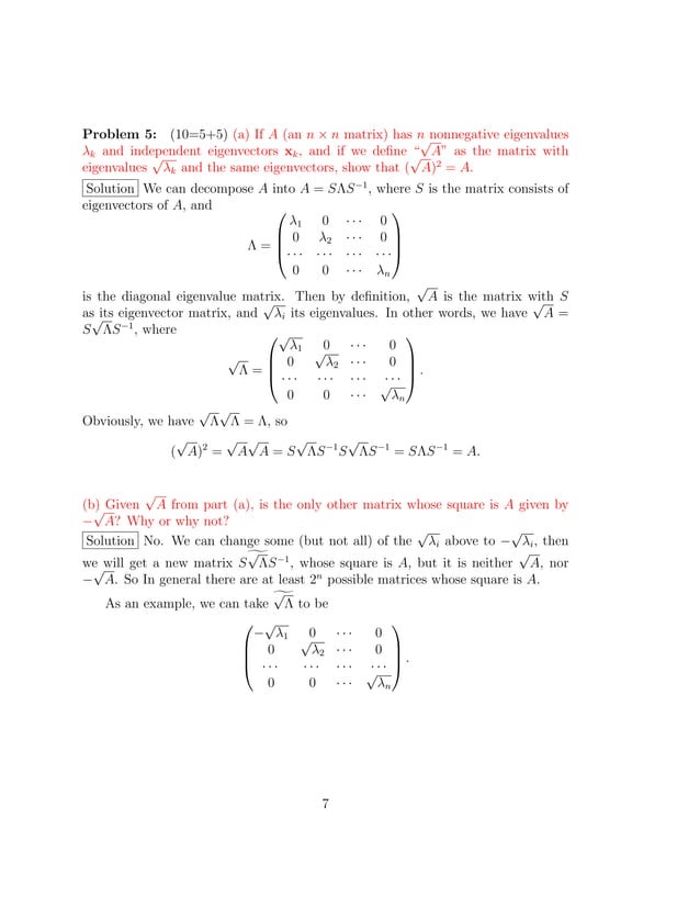 Partial midterm set7 soln linear algebra | PDF