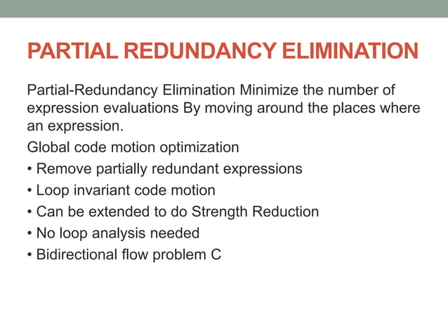 Partial redundancy elimination | PPTX