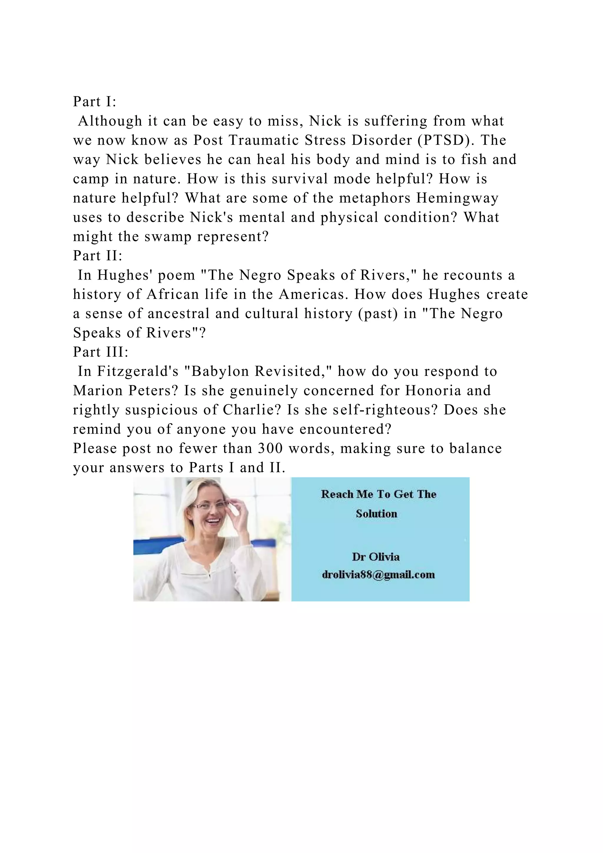 Part I Although it can be easy to miss, Nick is suffering from wh.docx