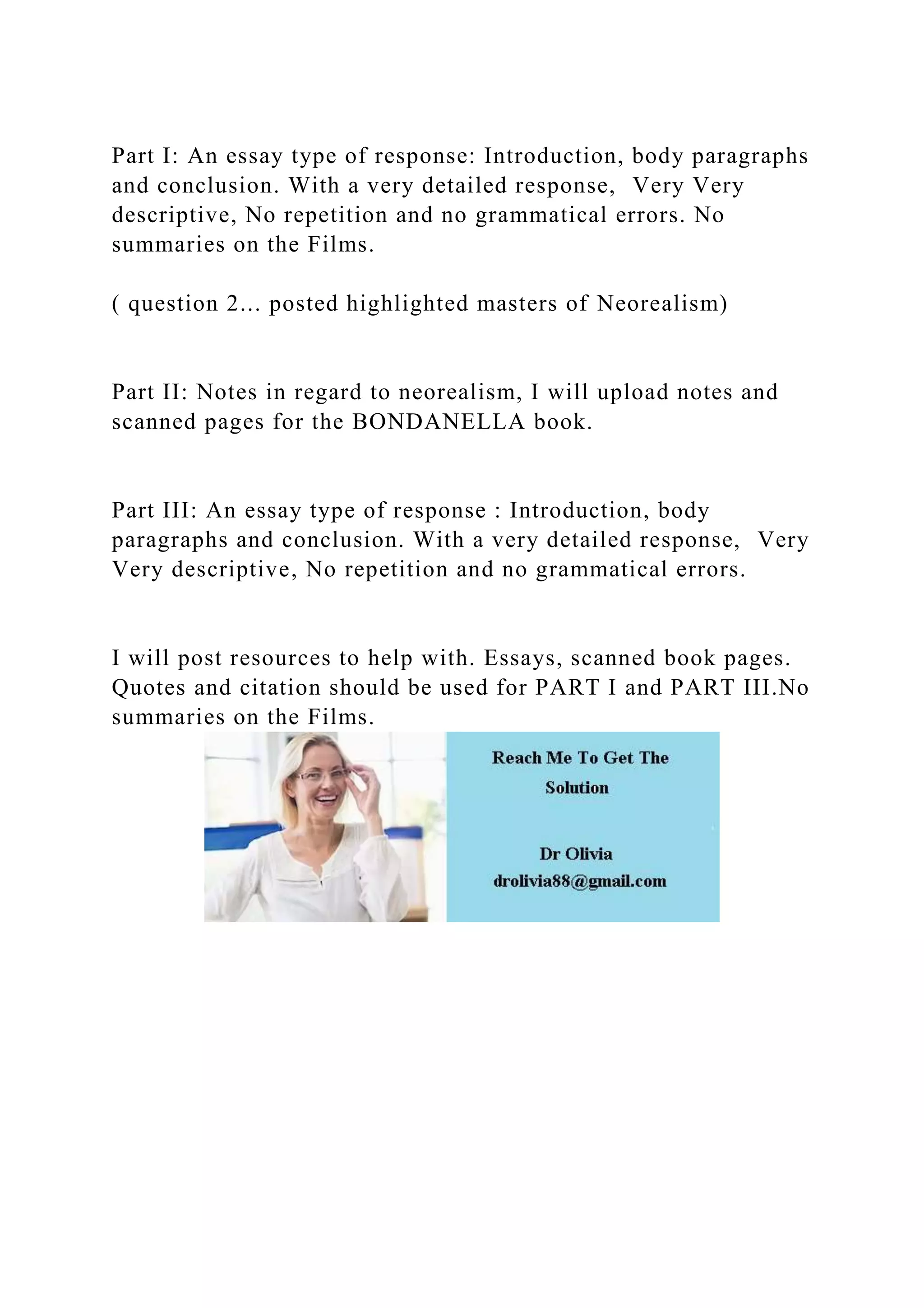 Part I An essay type of response Introduction, body paragraphs and.docx