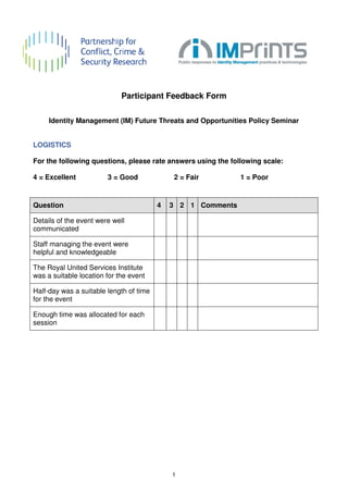 Participant Feedback Form | PDF