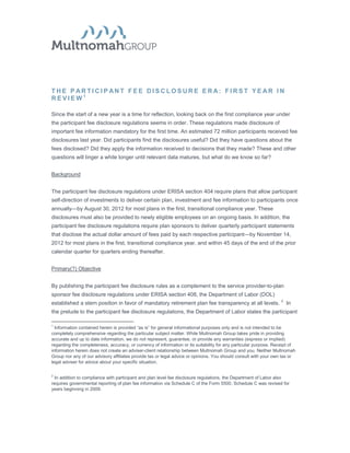 Participant Fee Disclosure Era 1st Year in Review | PDF
