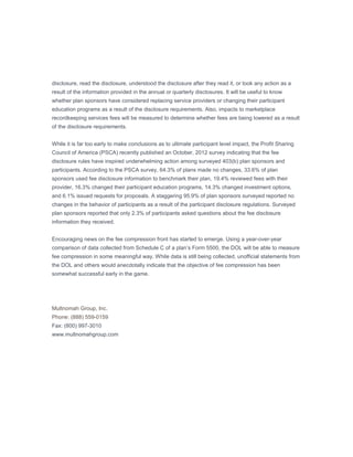 Participant Fee Disclosure Era 1st Year in Review | PDF