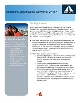 Participant Guide for INROADS Social Networking Training | PDF
