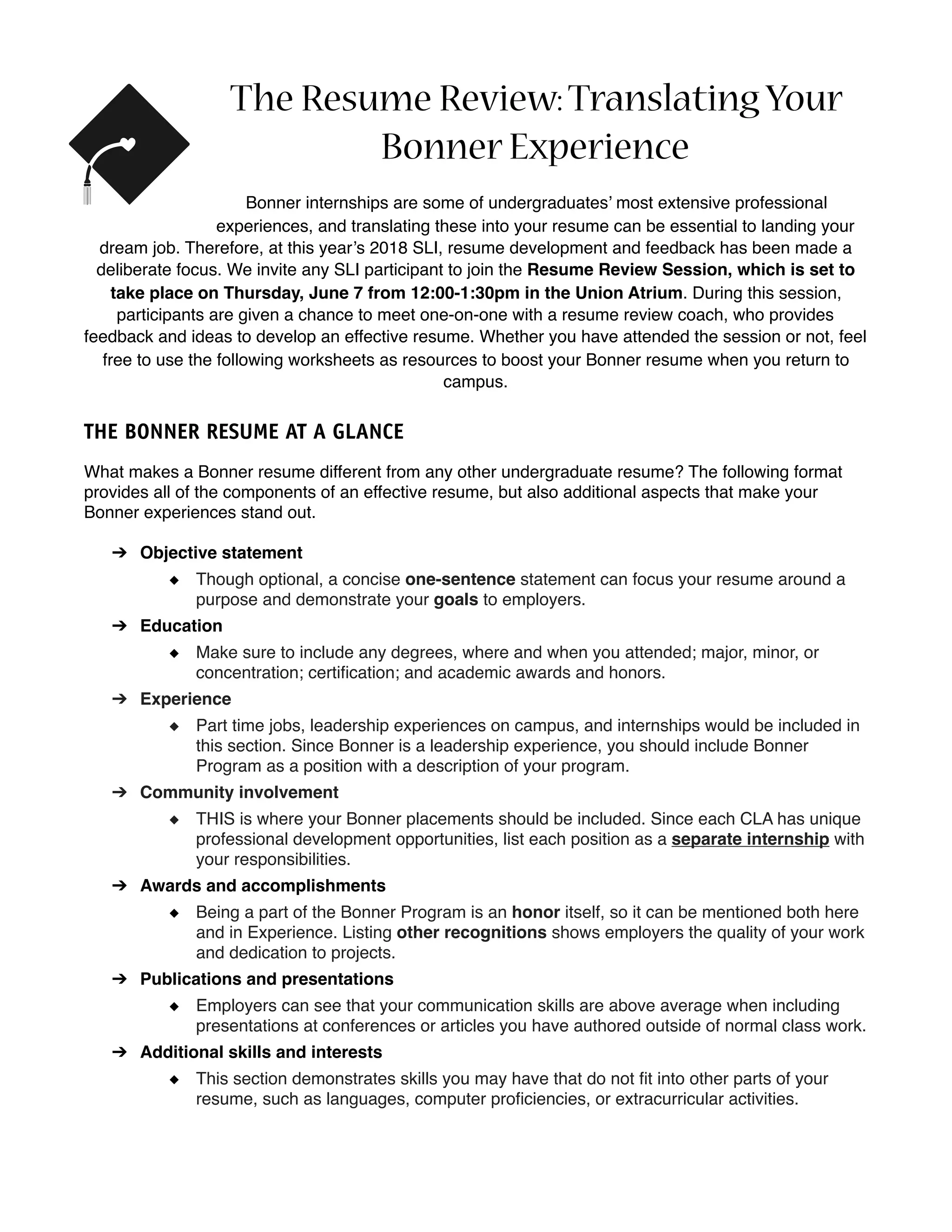 Participant resume review handout (1) | PDF | Resume Writing and Advice ...
