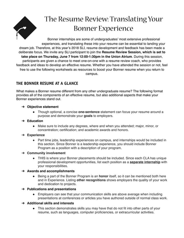 Participant resume review handout (1) | PDF | Resume Writing and Advice ...